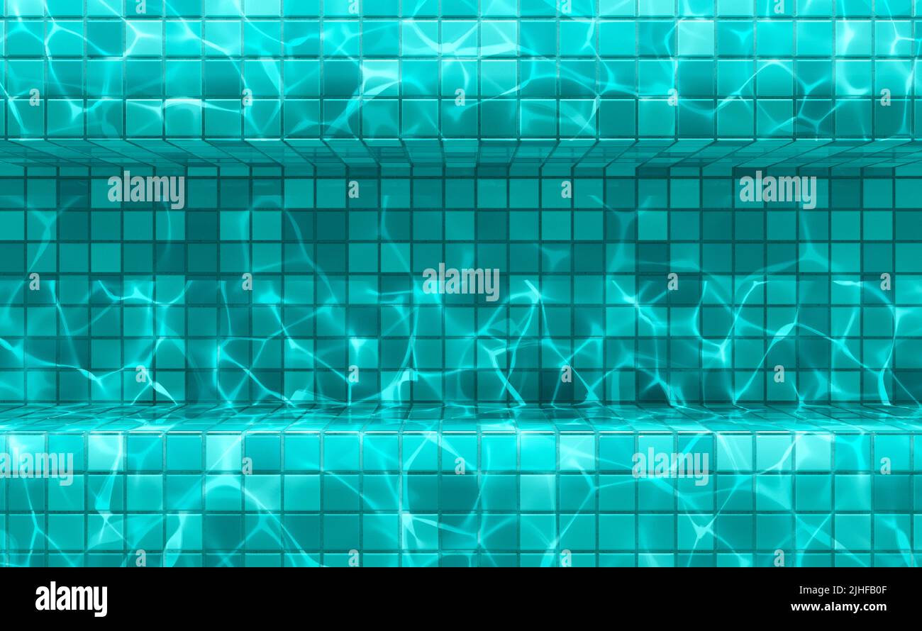 Swimming pool underwater podium with blue, turqouise tile Stock Photo ...