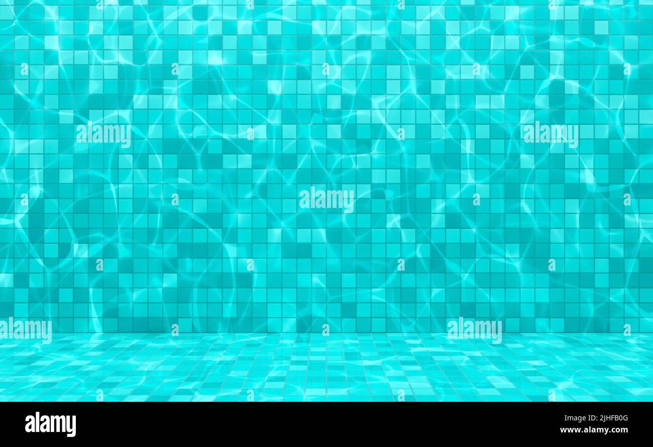 Swimming pool underwater podium with blue, turqouise tile Stock Photo ...