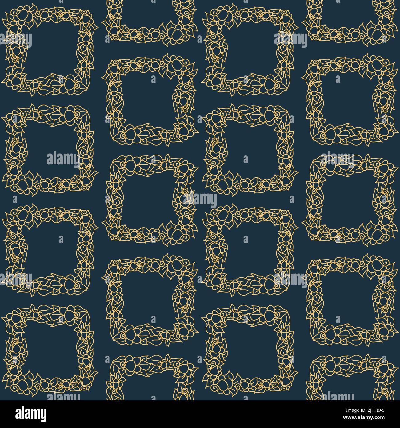 Square with flowers and leaves, dark color seamless pattern for design ...