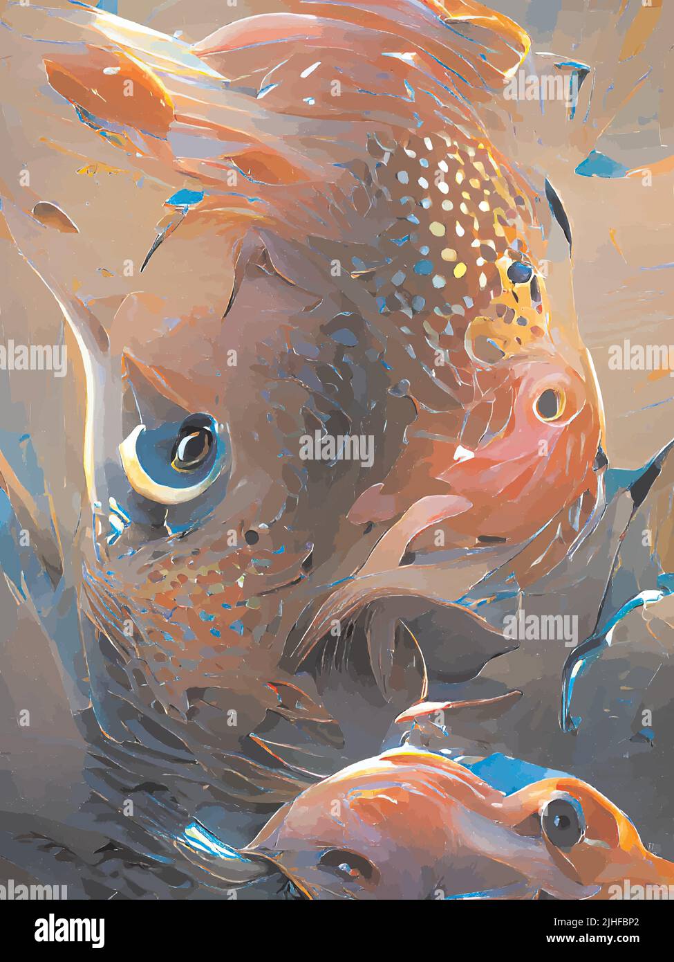 digital painting of fishes in different colours Stock Vector Image ...