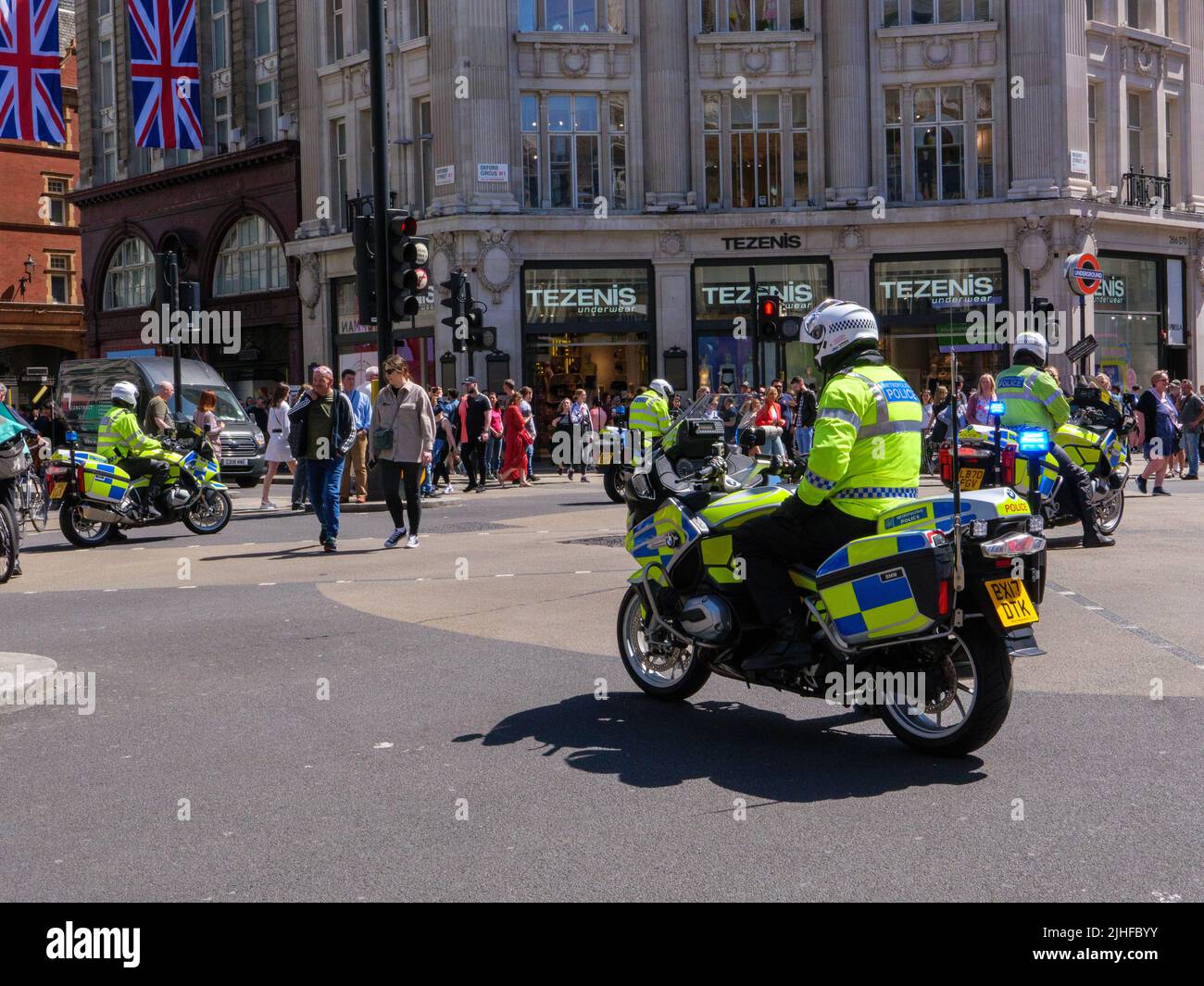 London, UK-14.5.22: London Metropolitan Police Traffic Unit motorcycle ...