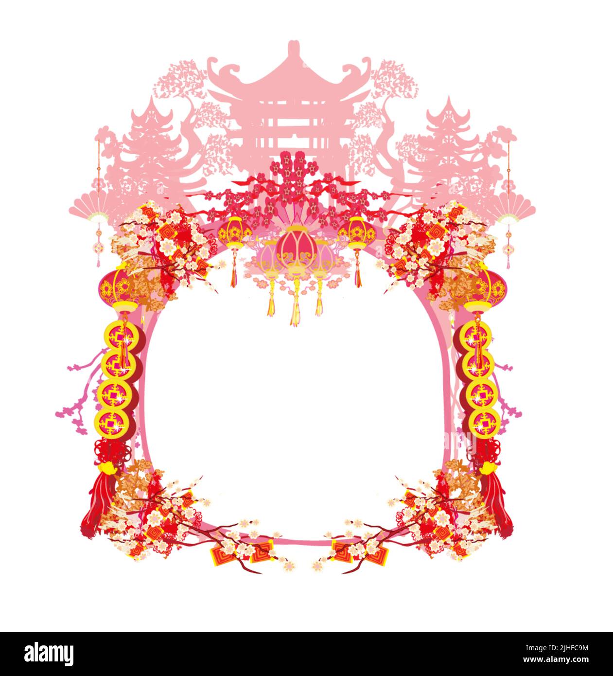 Mid-Autumn Festival for Chinese New Year - beautiful floral frame Stock ...