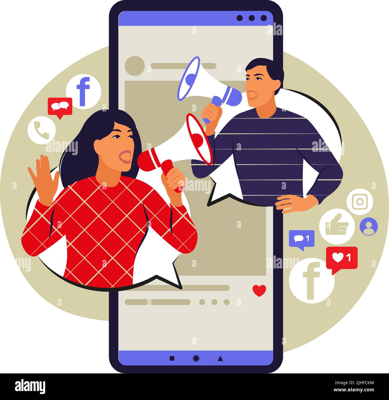 Mobile marketing concept. E-commerce, internet advertising, promotion ...