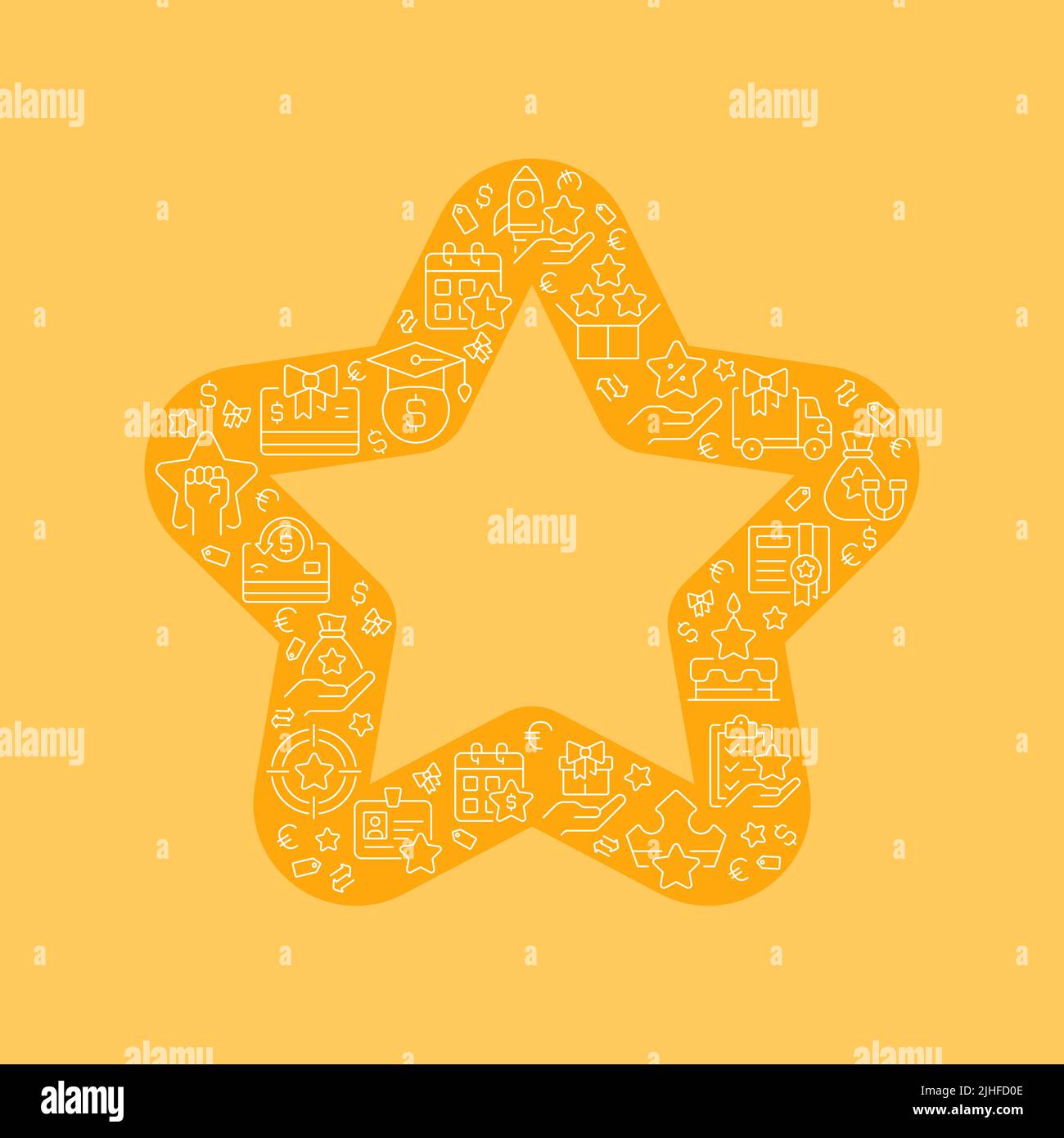 Star pixel perfect shaped concept filled with editable linear icons ... Star pixel perfect shaped concept filled with editable linear icons ...