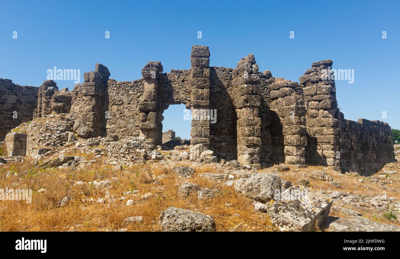 Market Hall in ancient city Aspendos. Famous landmark of Turkey Stock ...
