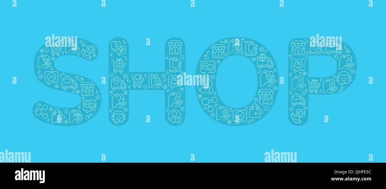 Shop pixel perfect shaped concept filled with editable linear icons Stock Vector Image & Art - Alamy