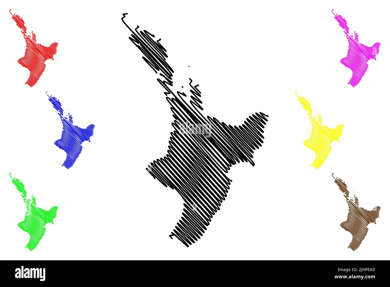 North island (New Zealand) map vector illustration, scribble sketch Te ...
