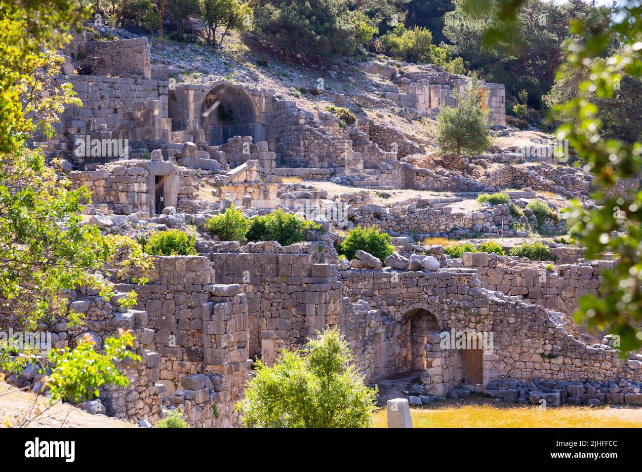 Ruins of Himnasium. Ancient Lycian city Arycanda. Turkey Stock Photo ...