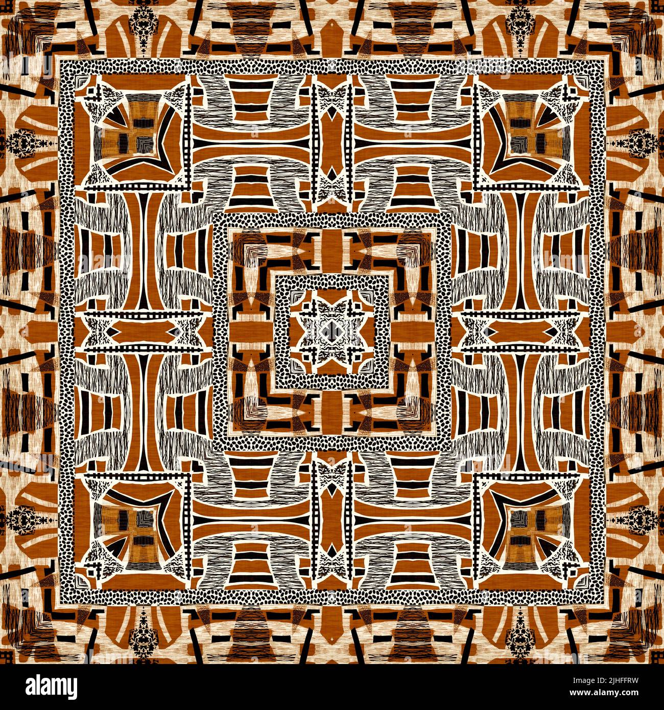 Brown safari animal print patchwork seamless pattern. Natural quilt ...