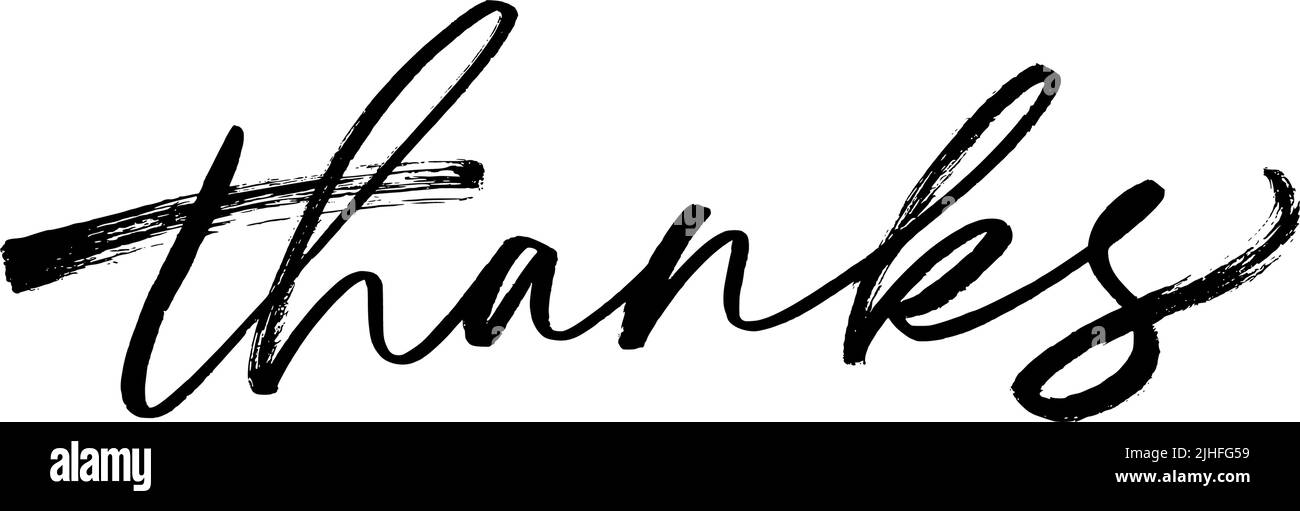 Thanks hand drawn black vector modern calligraphy Stock Vector Image ...