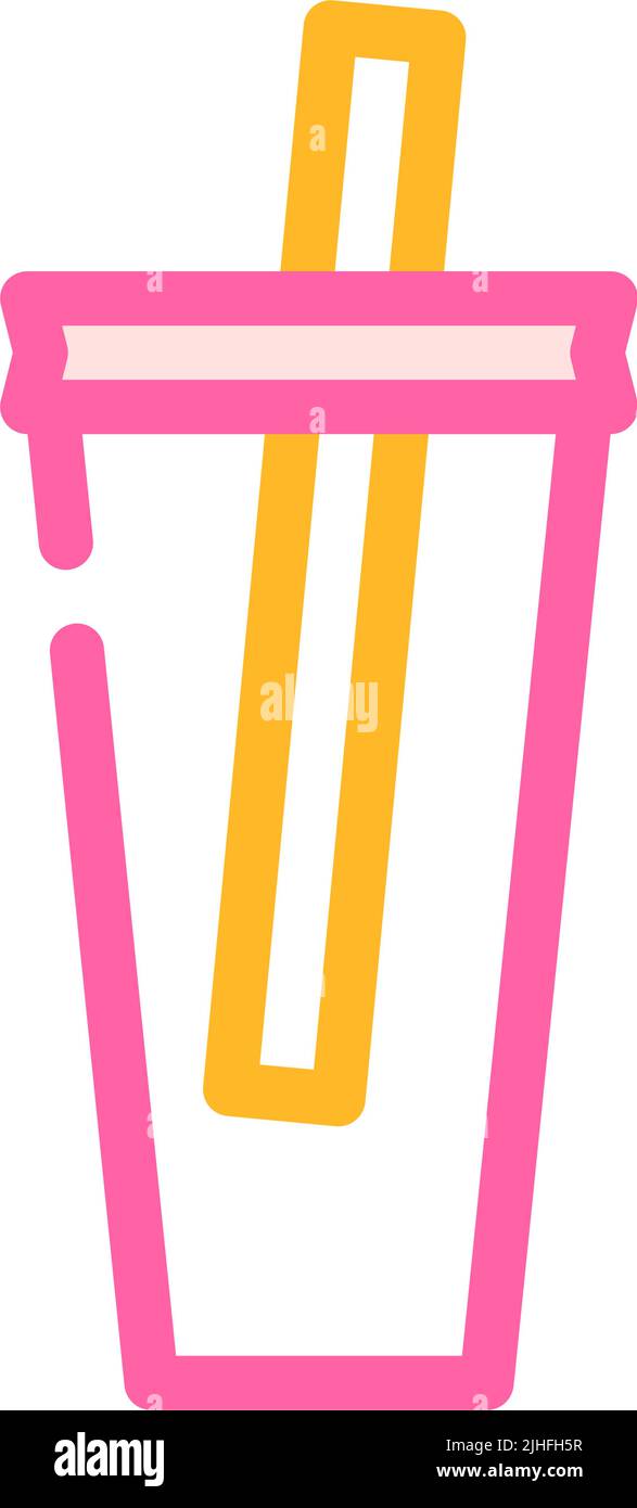 plastic glass with straw color icon vector illustration Stock Vector ...