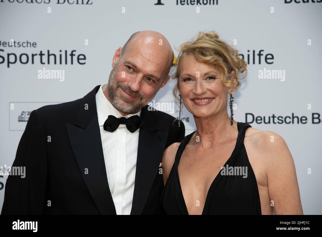 Heike HENKEL, former high jumper, with husband Paul MEYER, red carpet ...