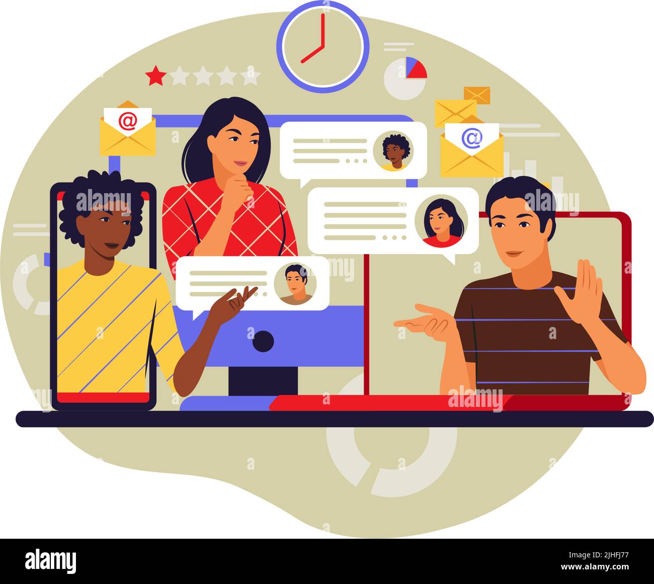 Online meetup concept. Virtual meeting and meetup group. Vector ...