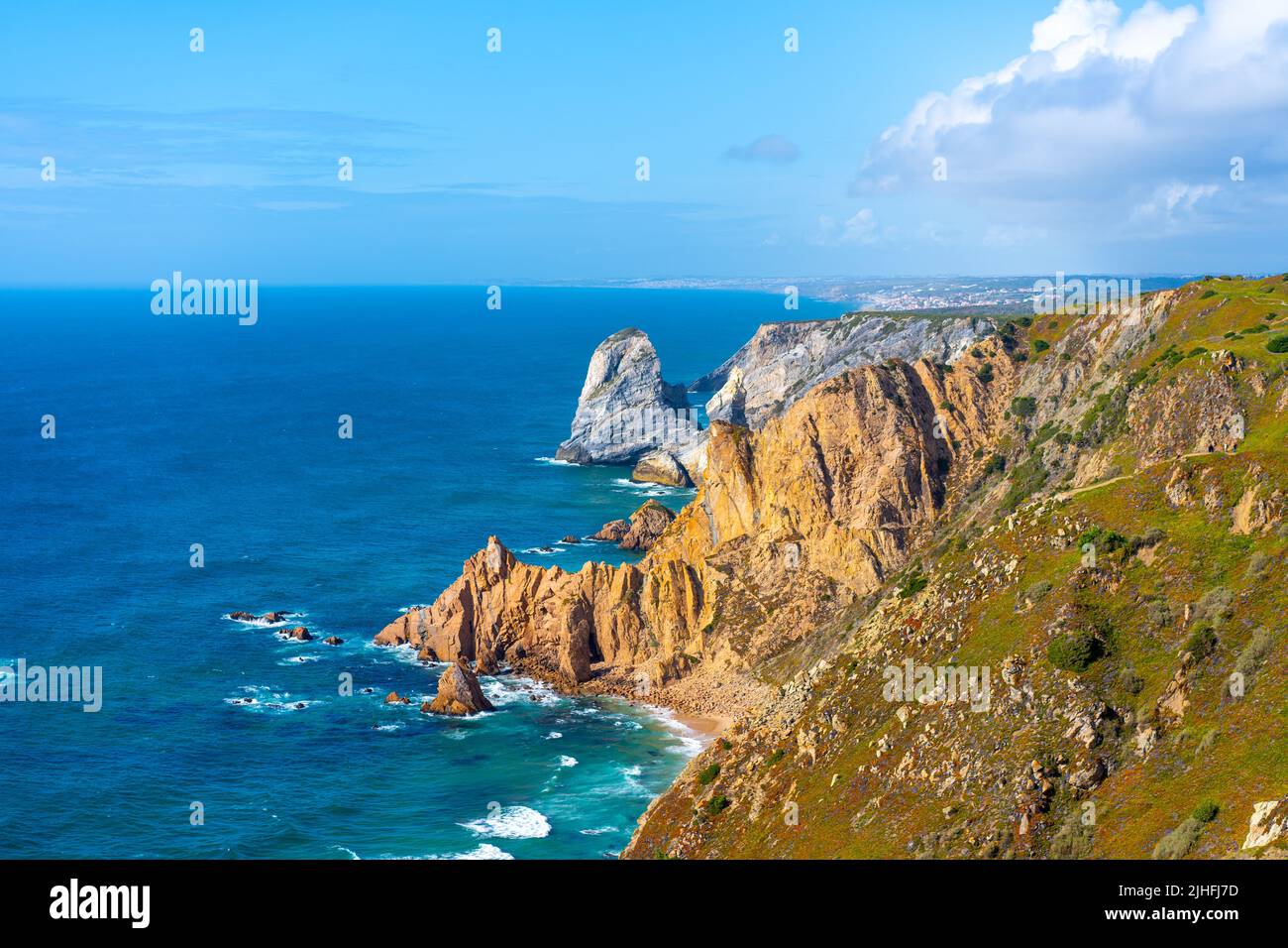 Atlantic ocean view with cliff. View of Atlantic Coast at Portugal ...