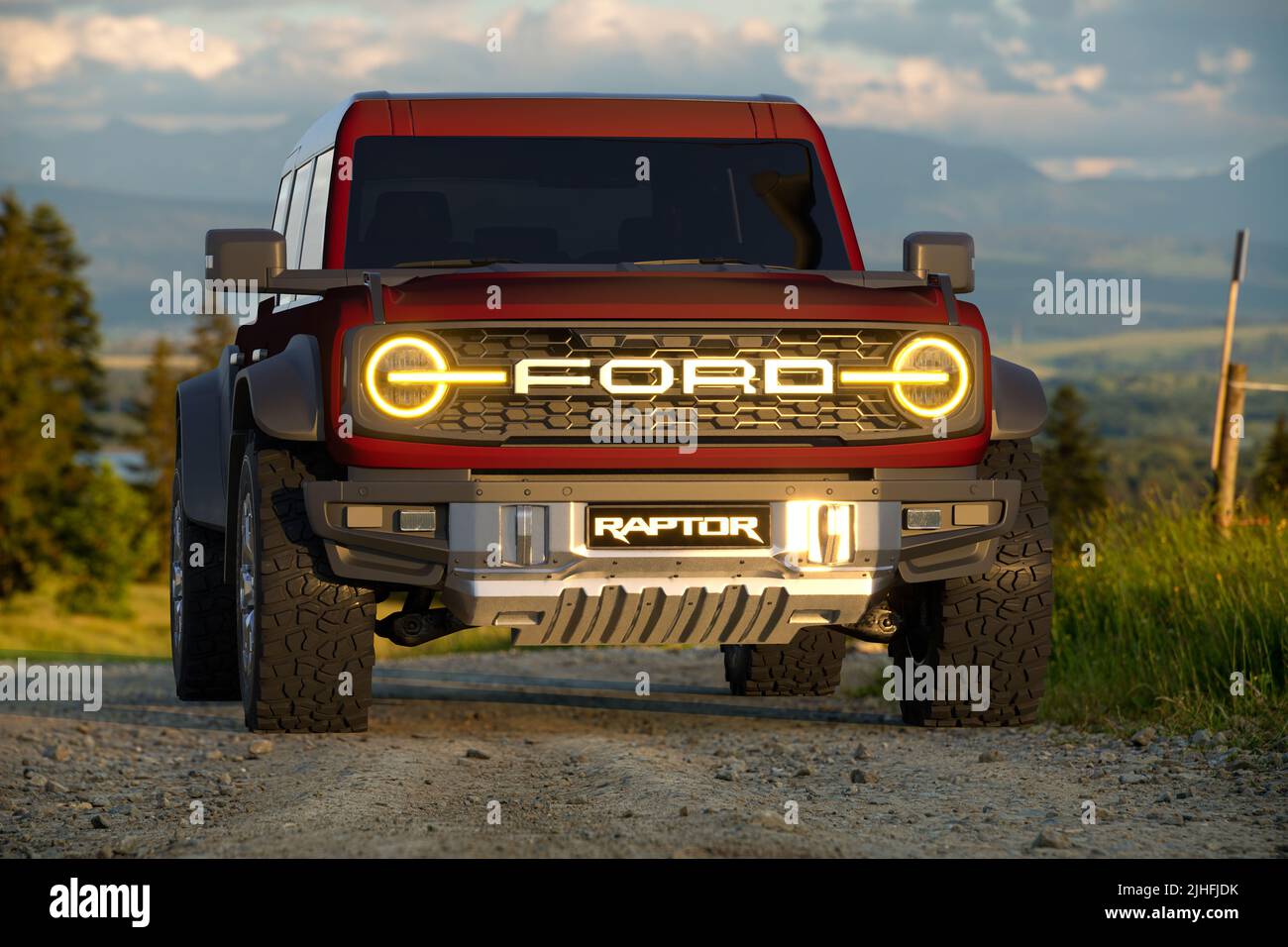 Ford Bronco Raptor on a dirt road Stock Photo - Alamy