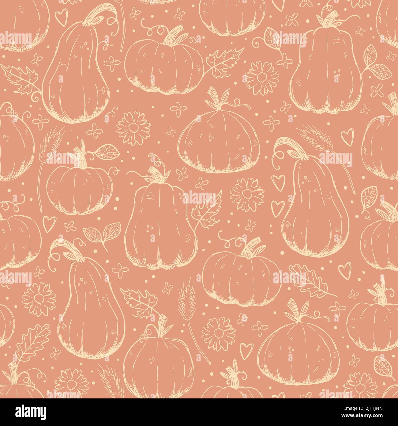 Beautiful pumpkin halloween thanksgiving seamless pattern, cute cartoon ...
