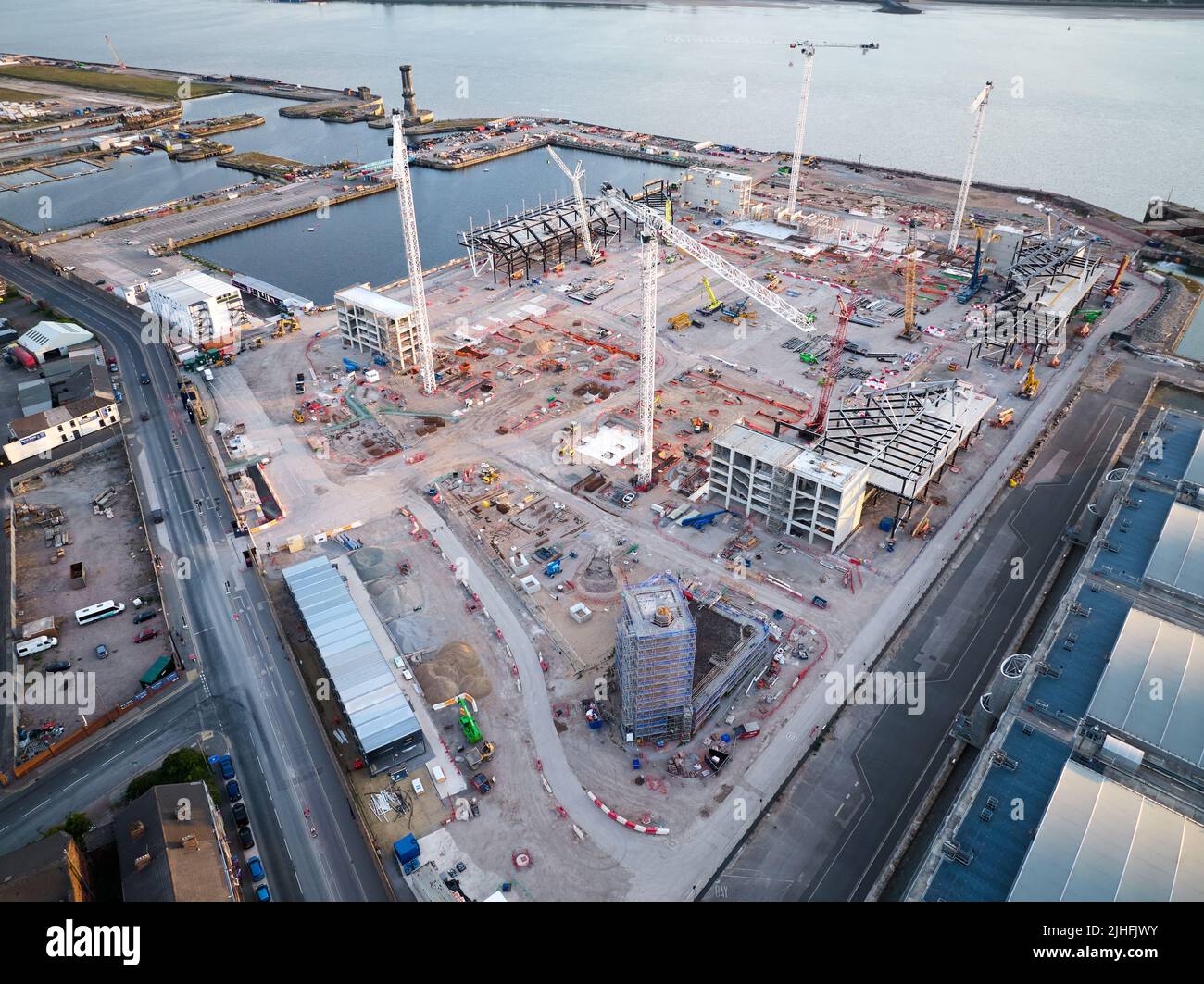 A general aerial view of Bramley-Moore Dock during the construction of ...