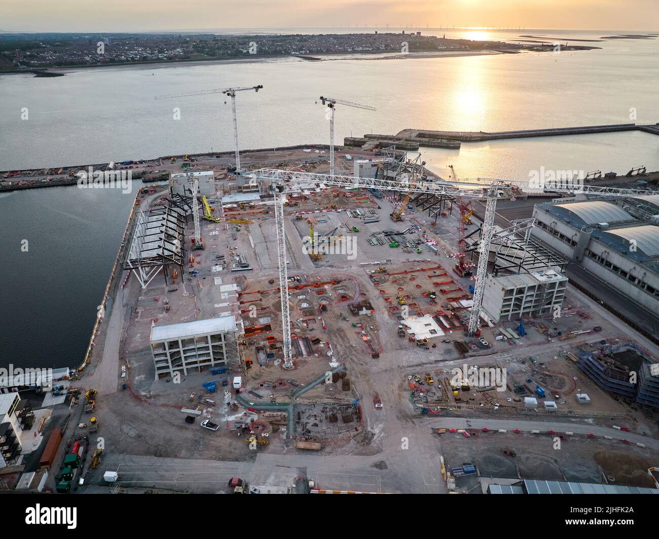 A general aerial view of Bramley-Moore Dock during the construction of ...