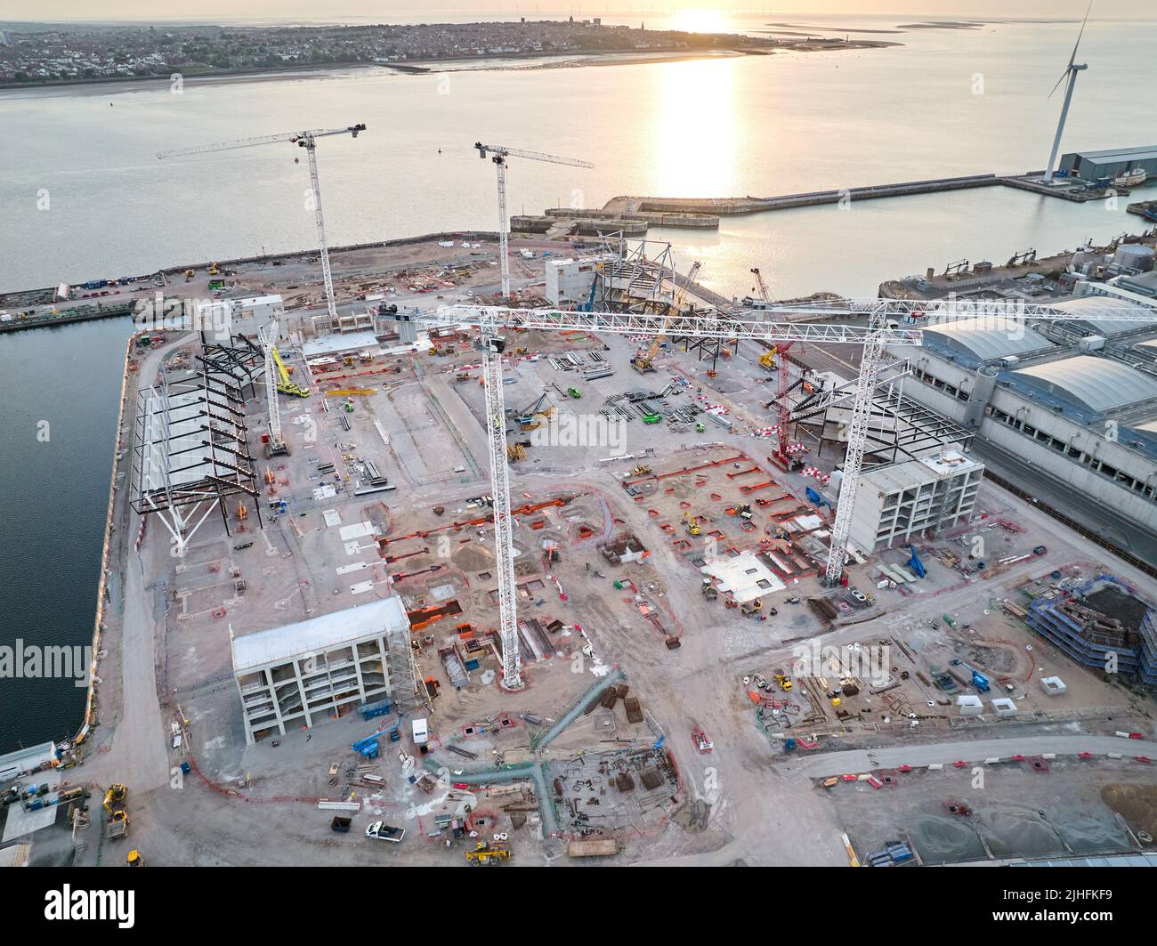 A general aerial view of Bramley-Moore Dock during the construction of ...