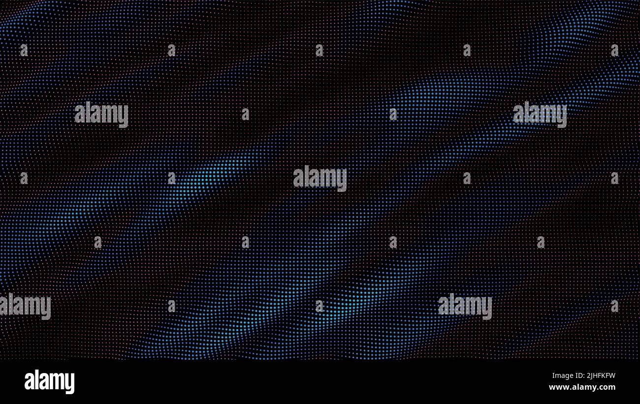 waves of colorful points. Digital data splash of point array ...