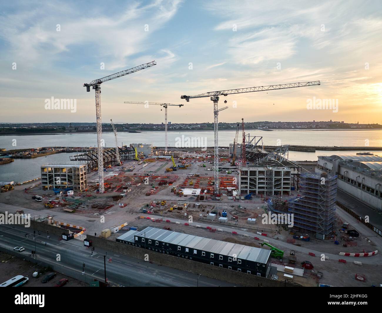 A general aerial view of Bramley-Moore Dock during the construction of ...