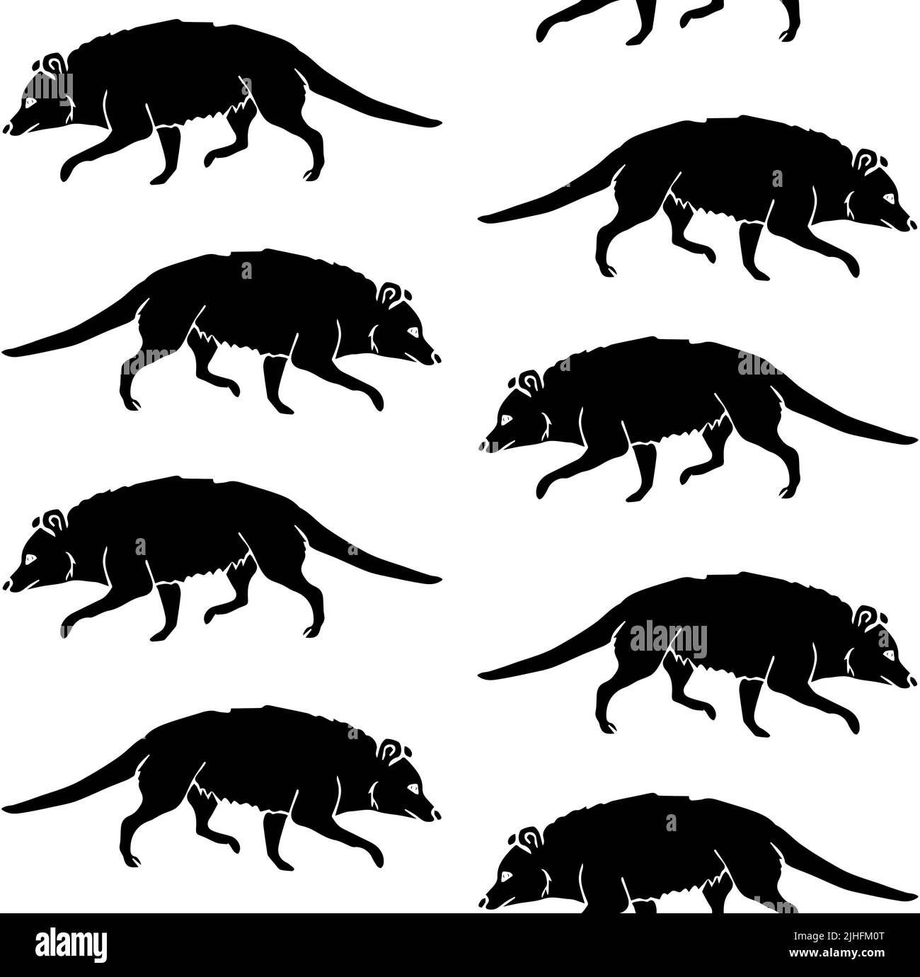 Vector seamless pattern of hand draw black opossum Stock Vector Image ...