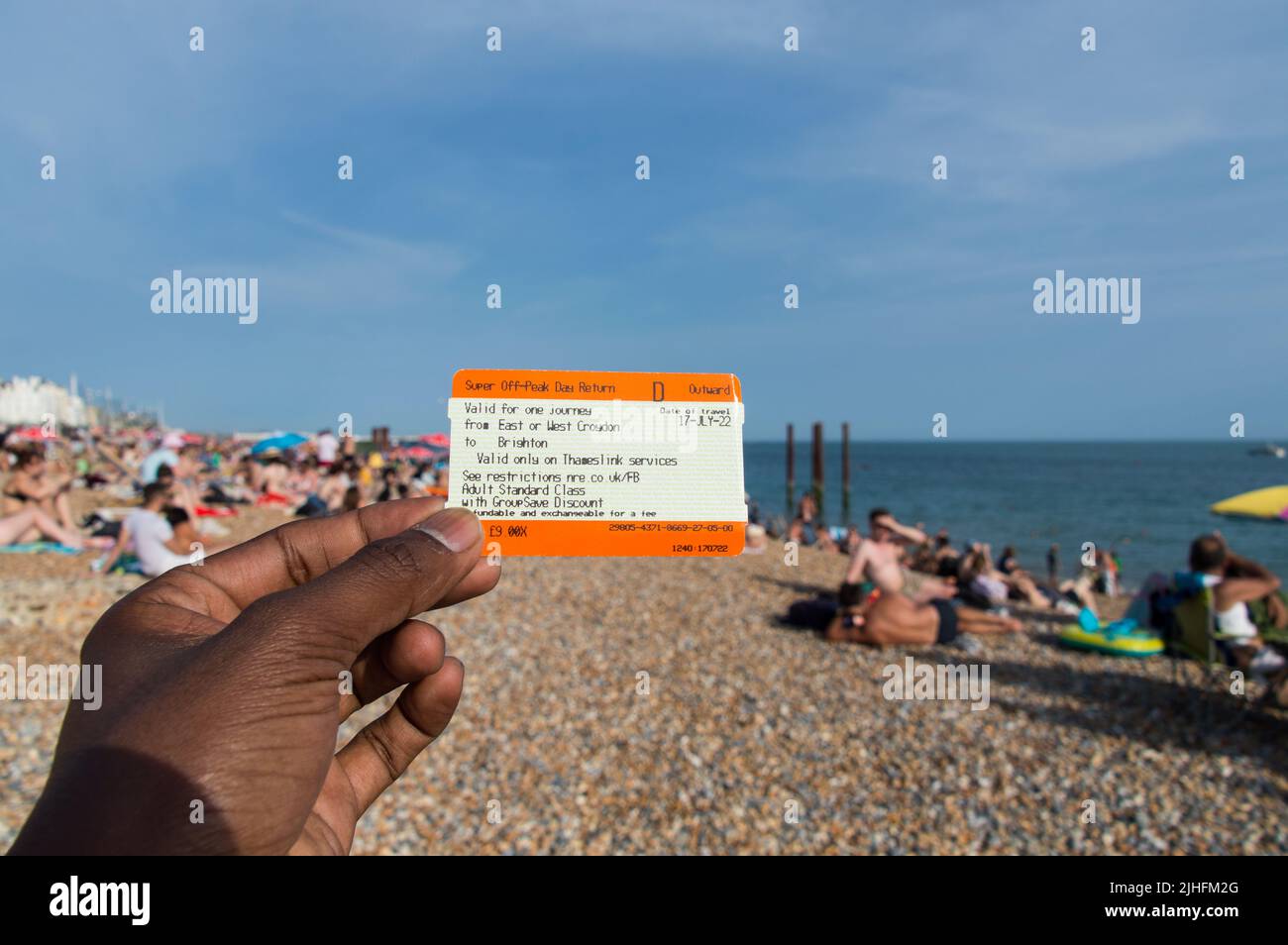 England train ticket with Brighton pebble beach background Stock Photo ...
