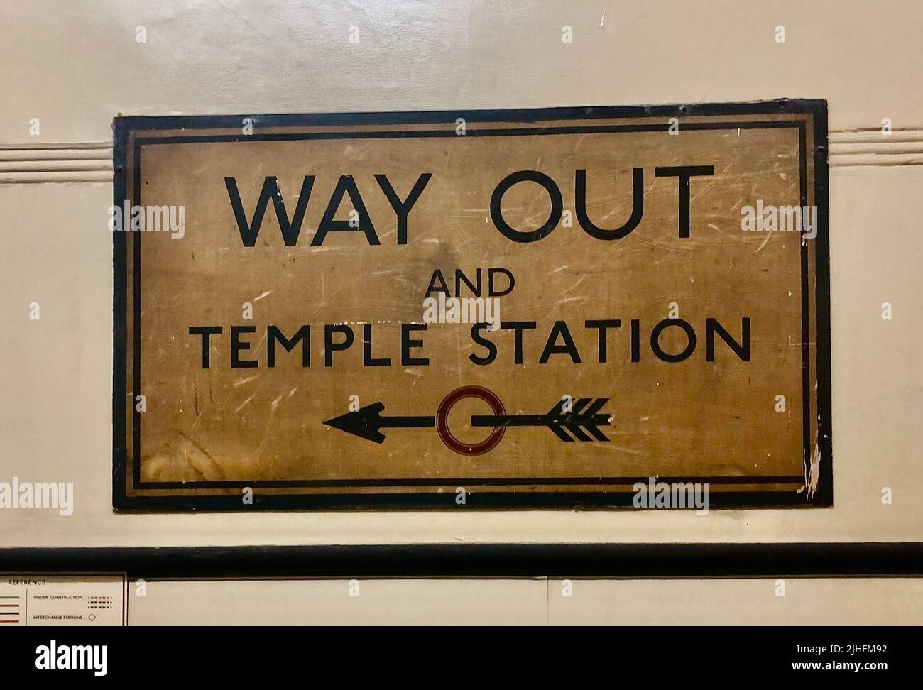 A way out sign. LONDON, ENGLAND. THE SECRET past of this once-bustling ...
