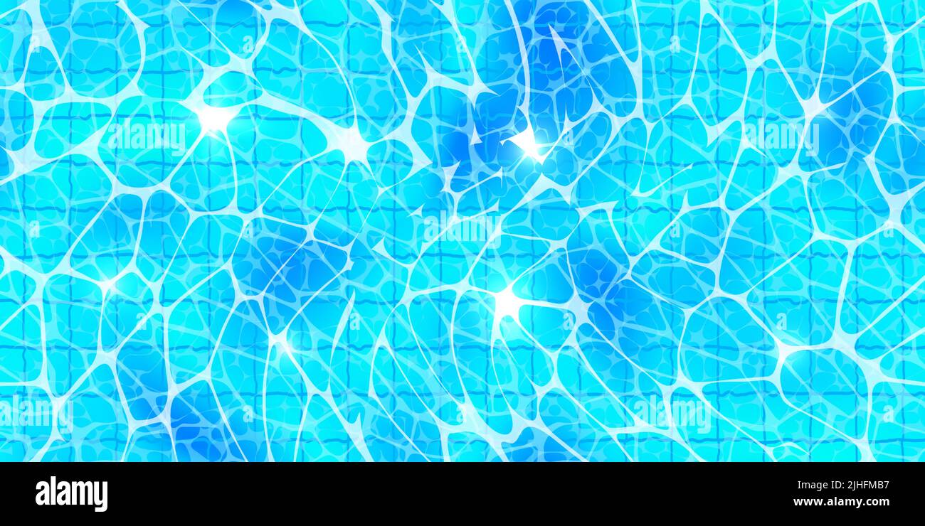 Swimming pool top view seamless texture with sunlight glare reflect ...