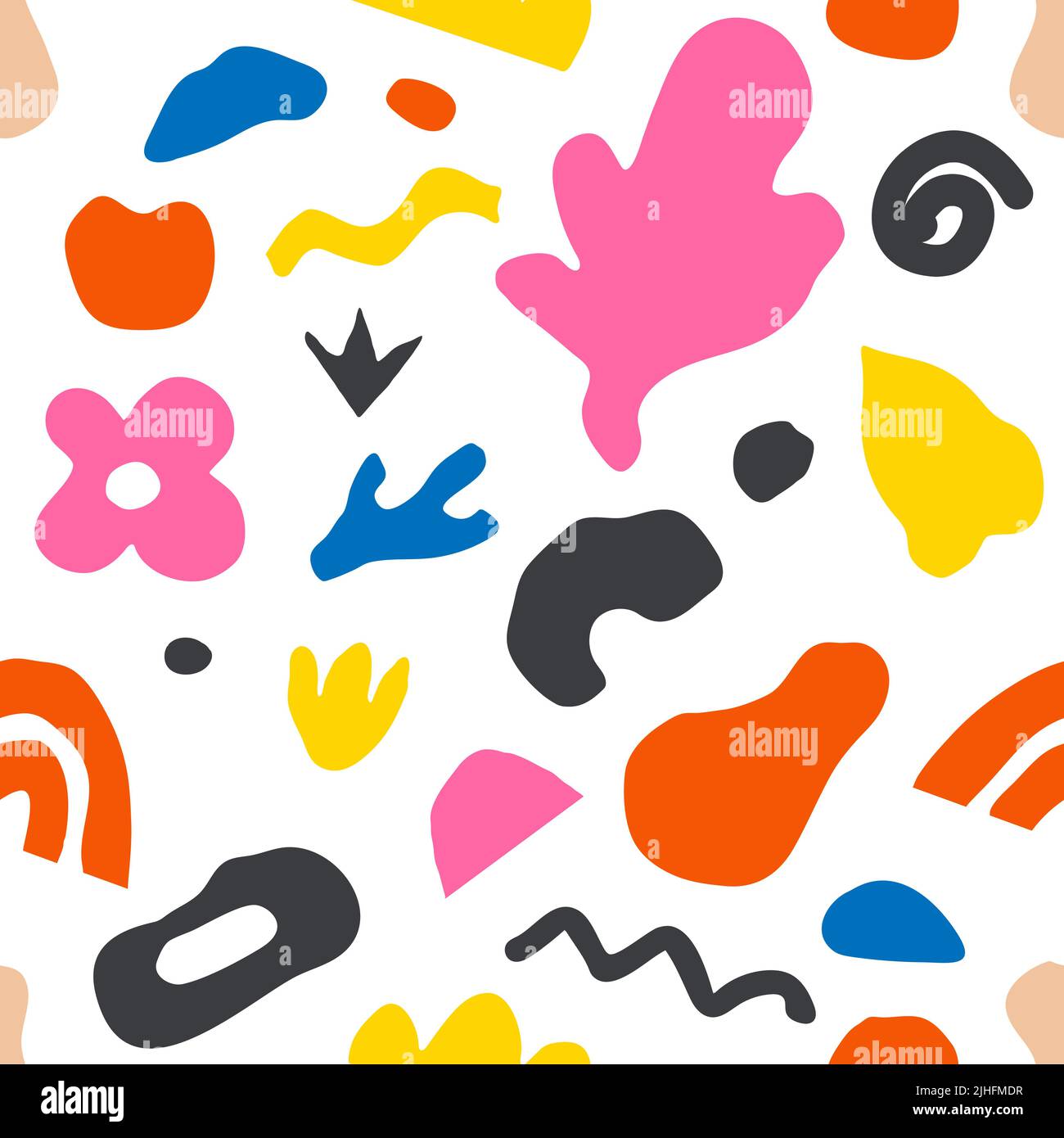 Bold shape retro seamless pattern. Abstract shapes, summer background ...