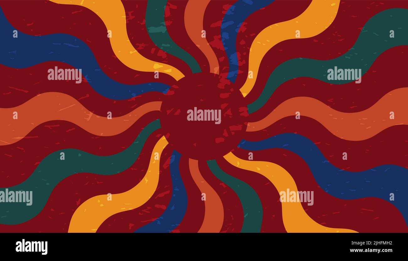 Retro banner with sun and rays in style of 70s. Sunburst, sunrise ...