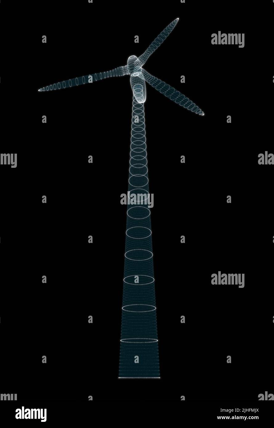 Wind turbines on black background Stock Photo - Alamy
