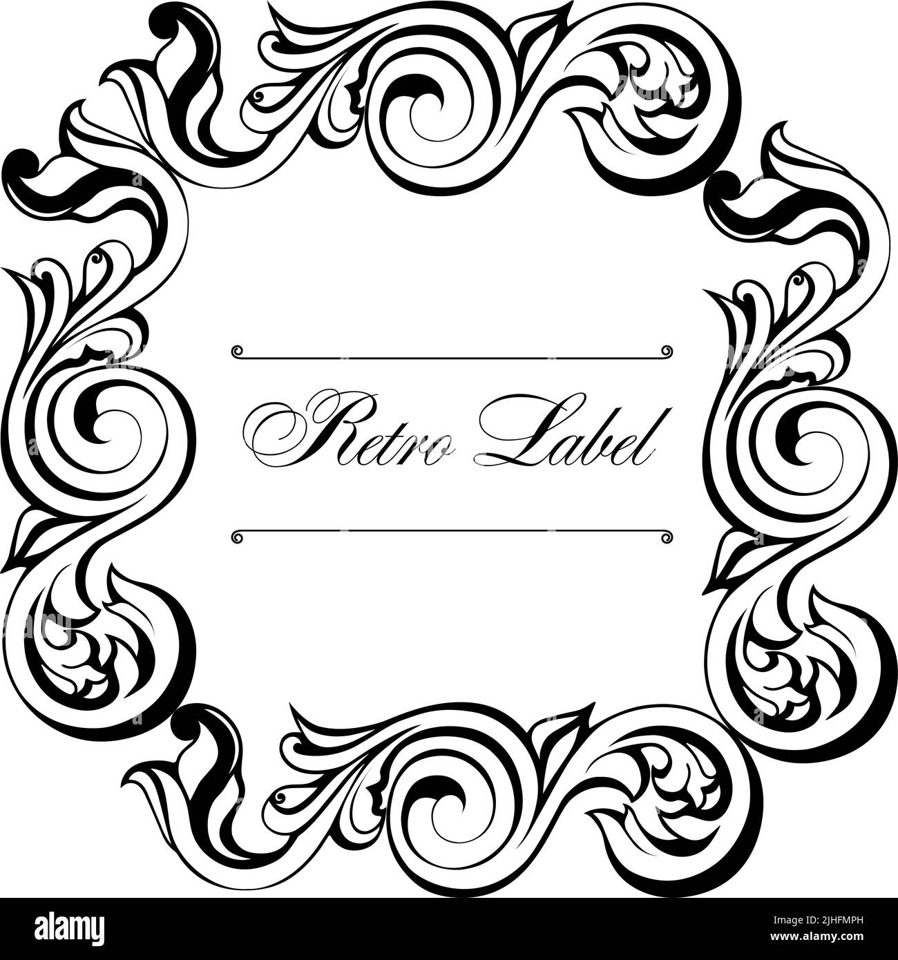 Damask vintage baroque scroll ornament Victorian monogram heraldic ...