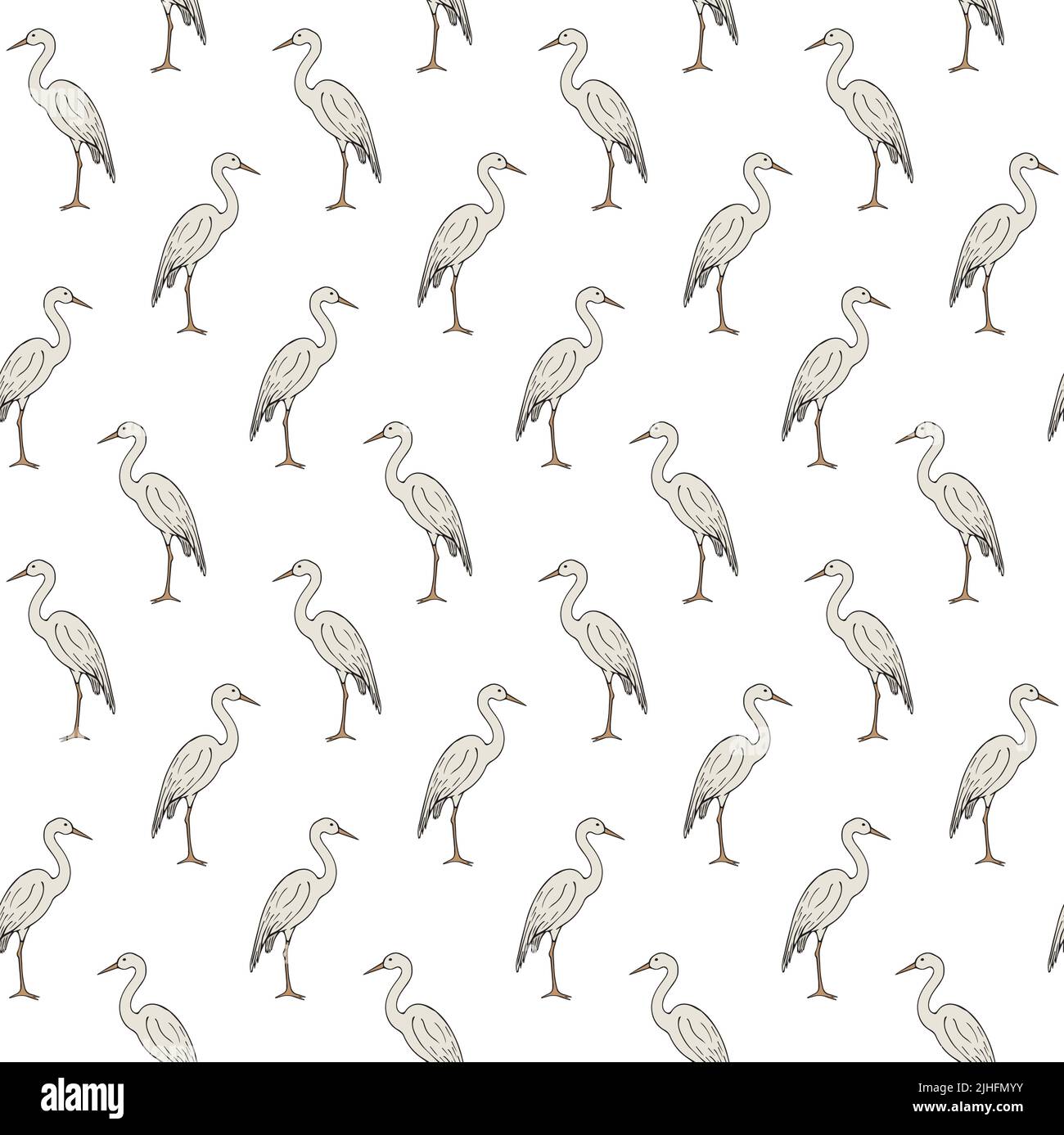 Vector seamless pattern of hand drawn heron Stock Vector Image & Art ...