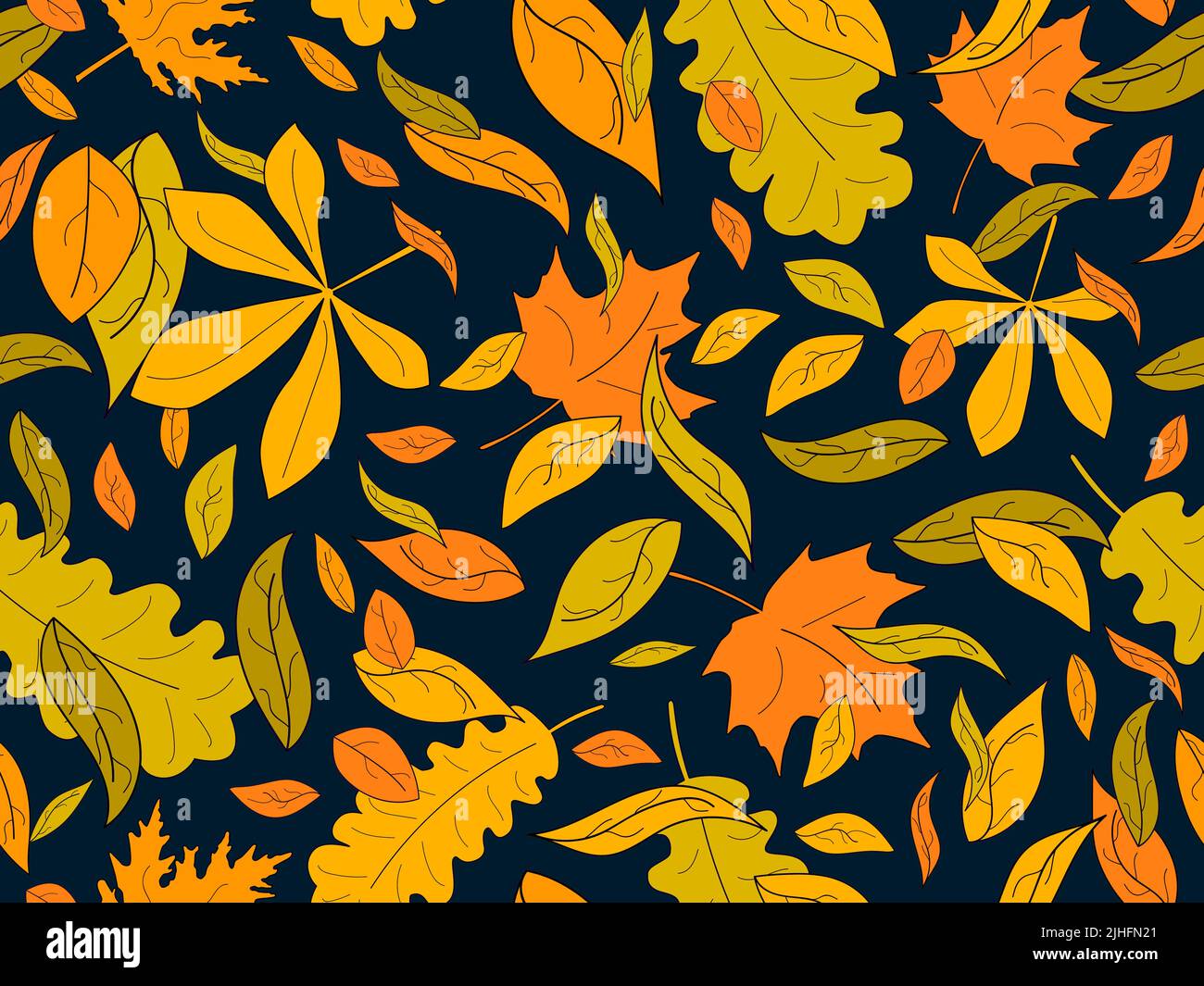 Autumn leaves seamless pattern. Falling leaves, leaf fall. Oak and ...