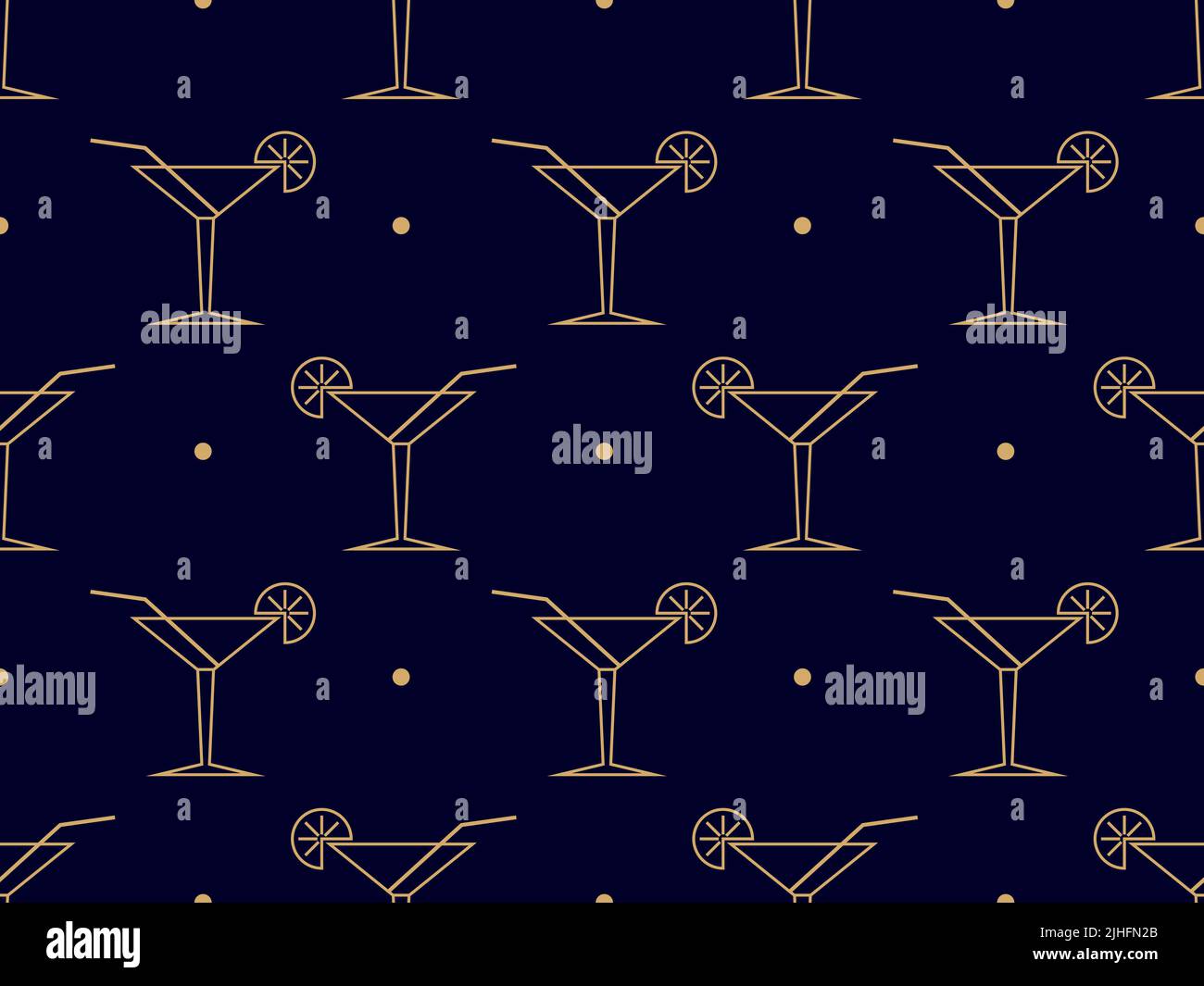 Art deco cocktail seamless pattern. Glass of martini with straws and ...