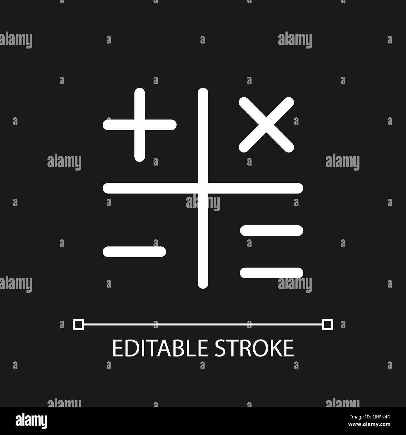 Calculation pixel perfect white linear ui icon for dark theme Stock ...