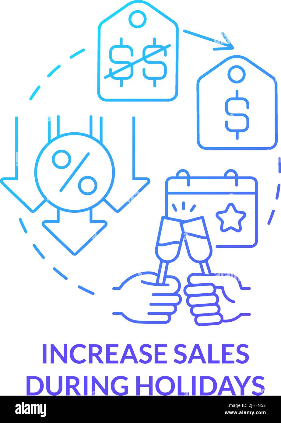 Increase sales during holidays blue gradient concept icon Stock Vector ...