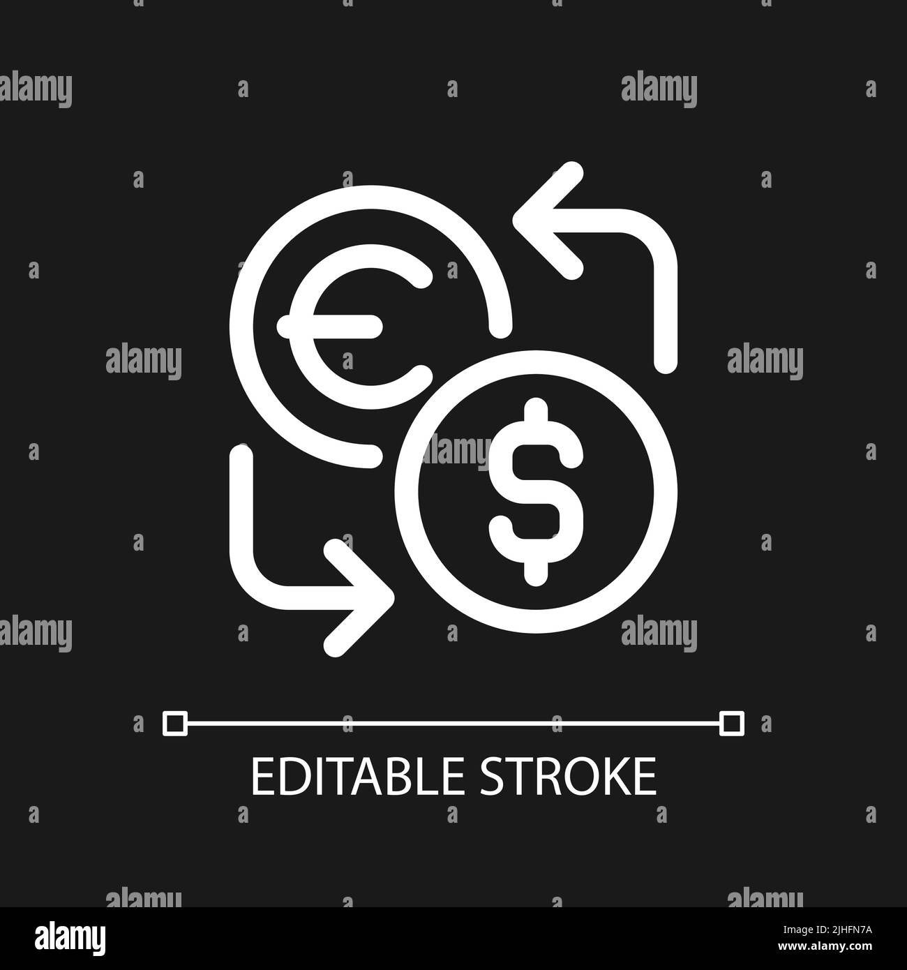 Currency exchange pixel perfect white linear ui icon for dark theme ...