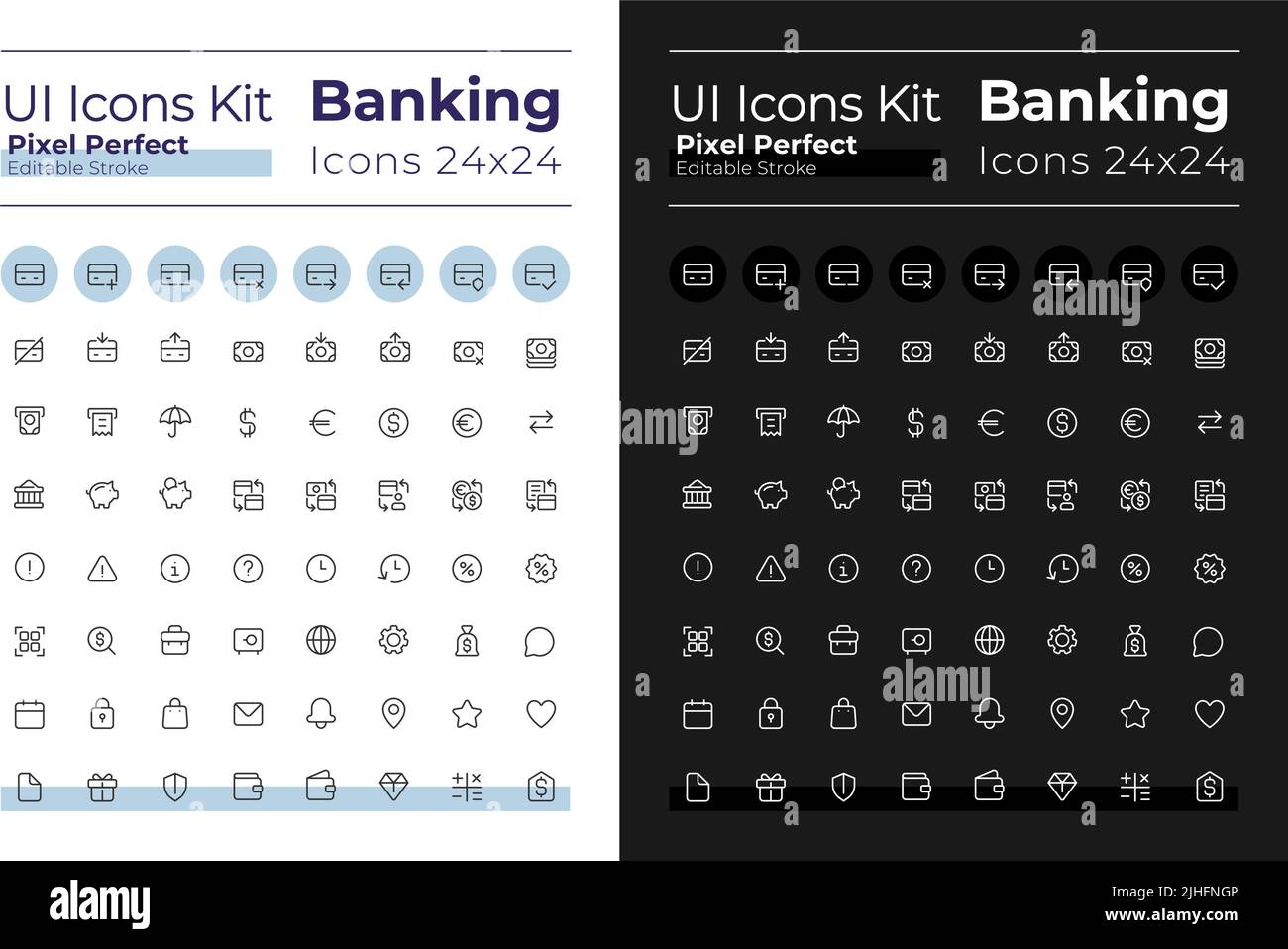 Banking glyph ui icons set for dark, light mode Stock Vector Image ...
