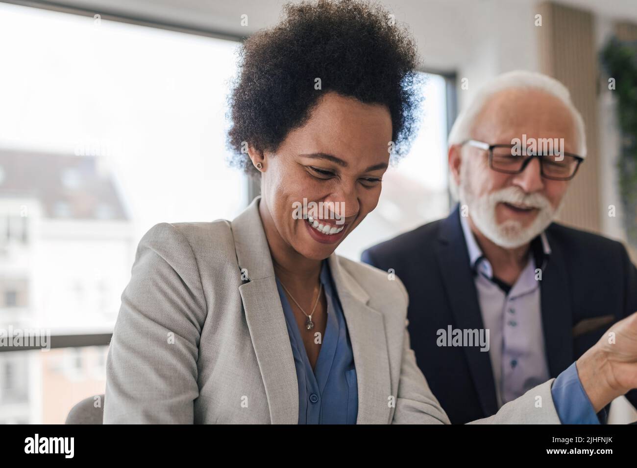 Happy diverse senior male female hi-res stock photography and images - Alamy