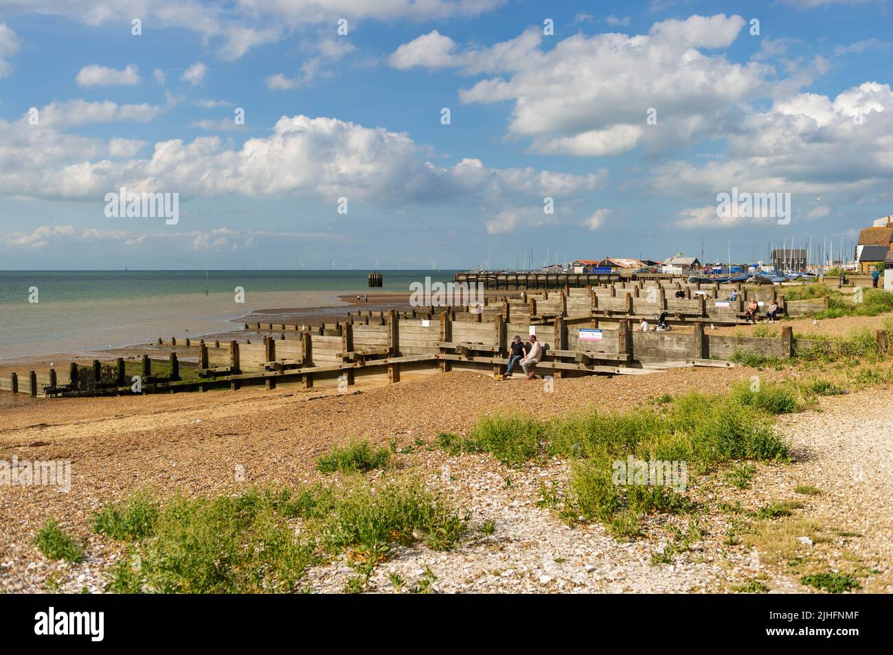 Groynes on Whitstable Beach, Kent, England Stock Photo - Alamy