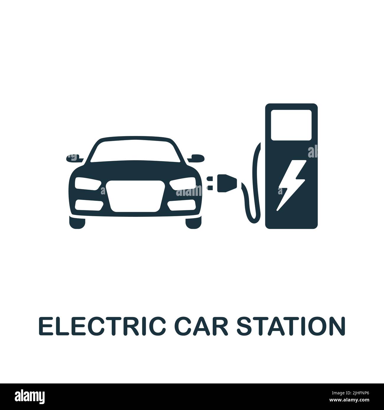 Electric Car Station icon. Monochrome simple line Car Service icon for ...