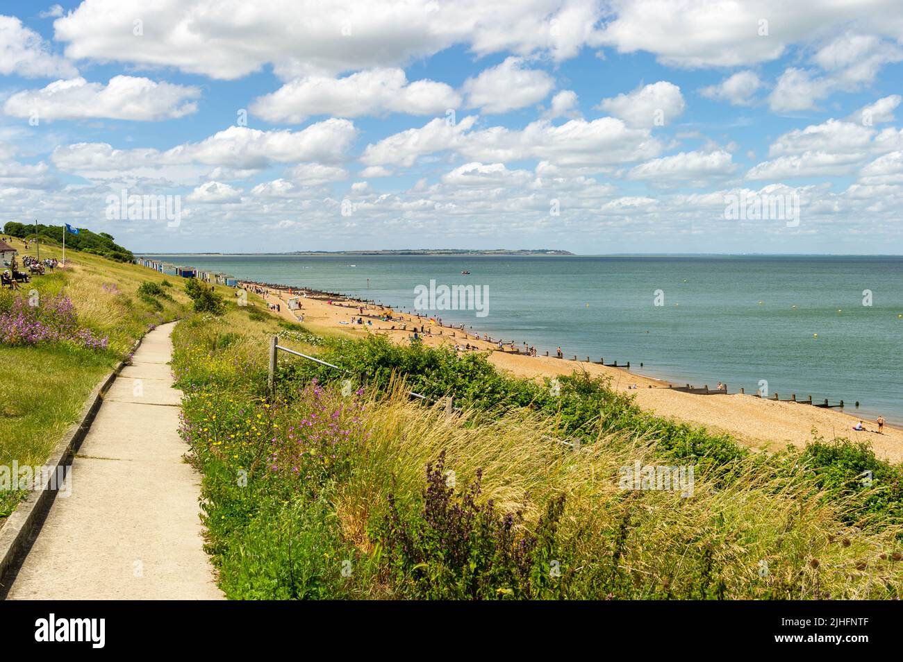 Path leading to Tankerton Beach on a sunny day, Kent, England Stock ...