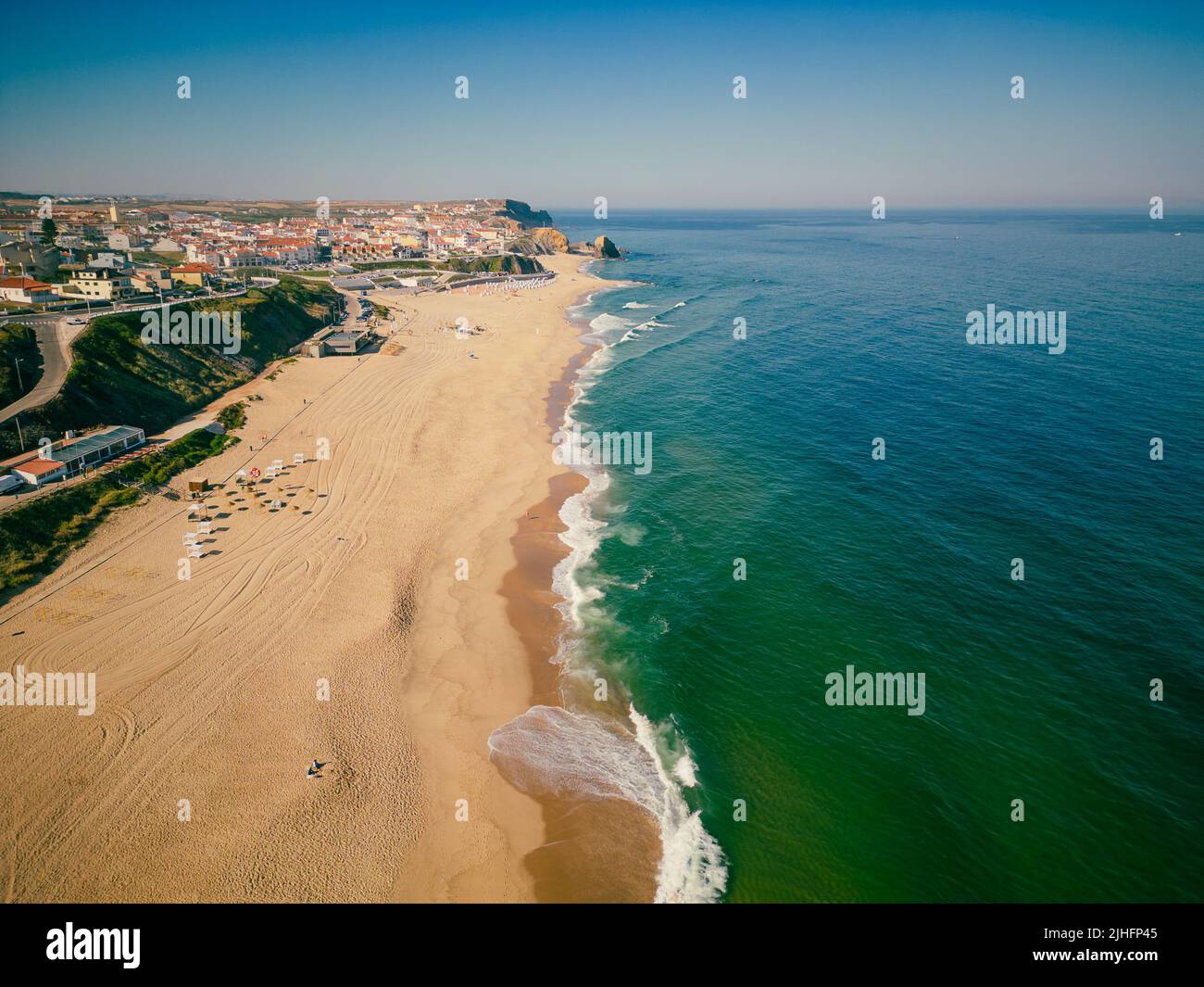 Aerial view of the beach of Santa Cruz, Torres Vedras, Portugal Stock ...