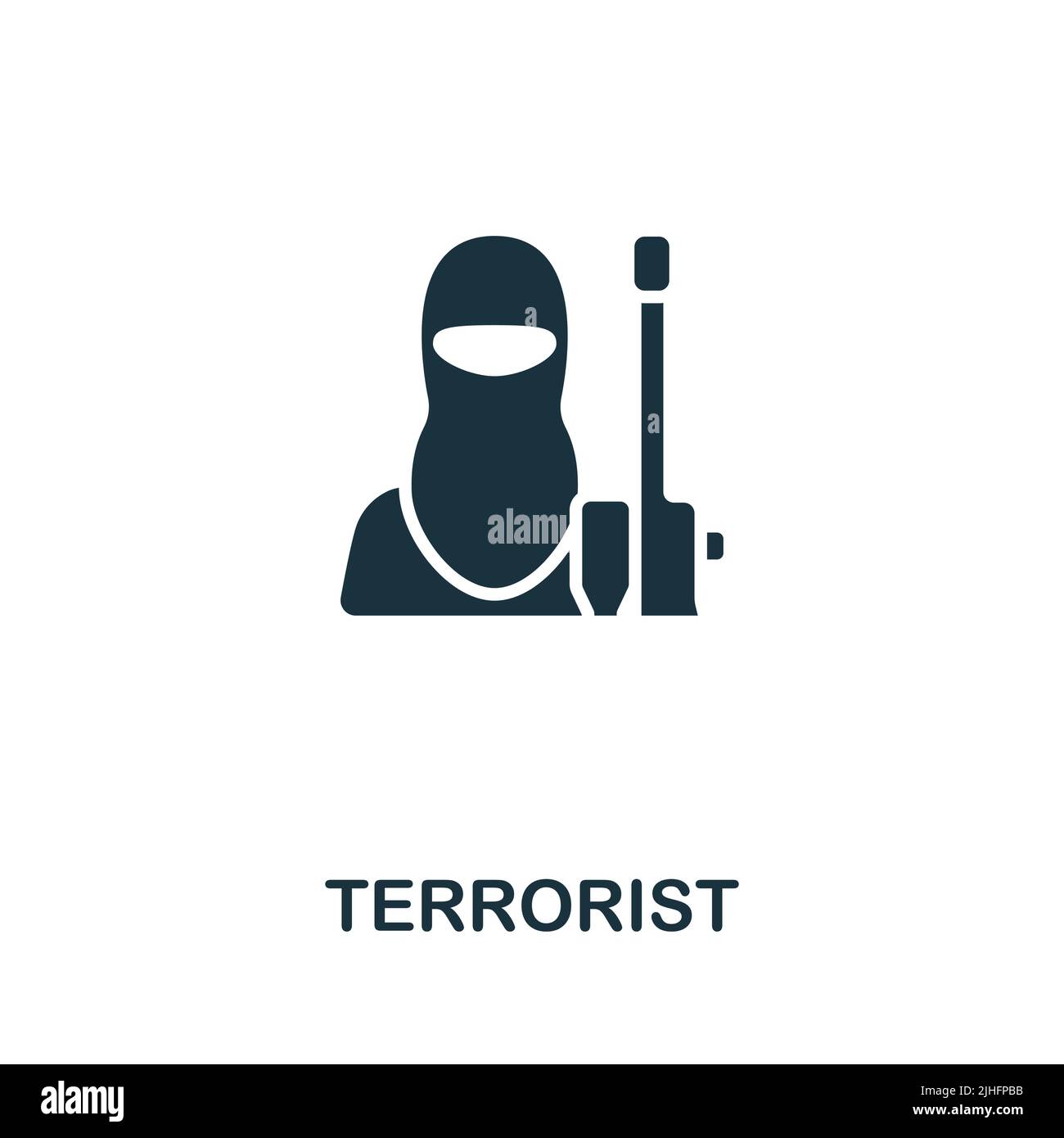 Terrorist icon. Monochrome simple line Crime icon for templates, web ...