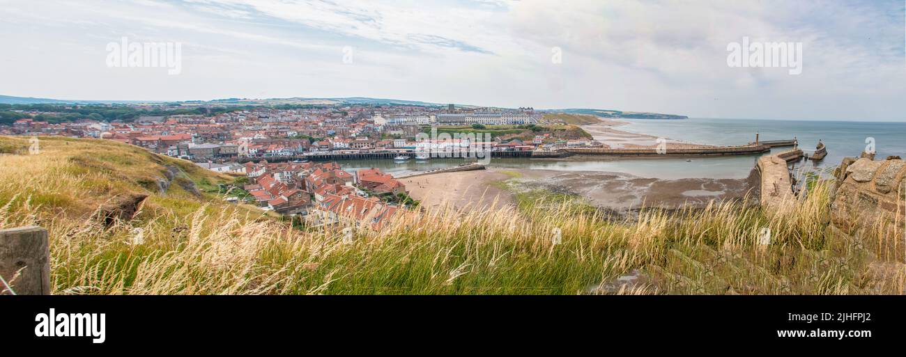 Whitby town harbour panorama hi-res stock photography and images - Alamy