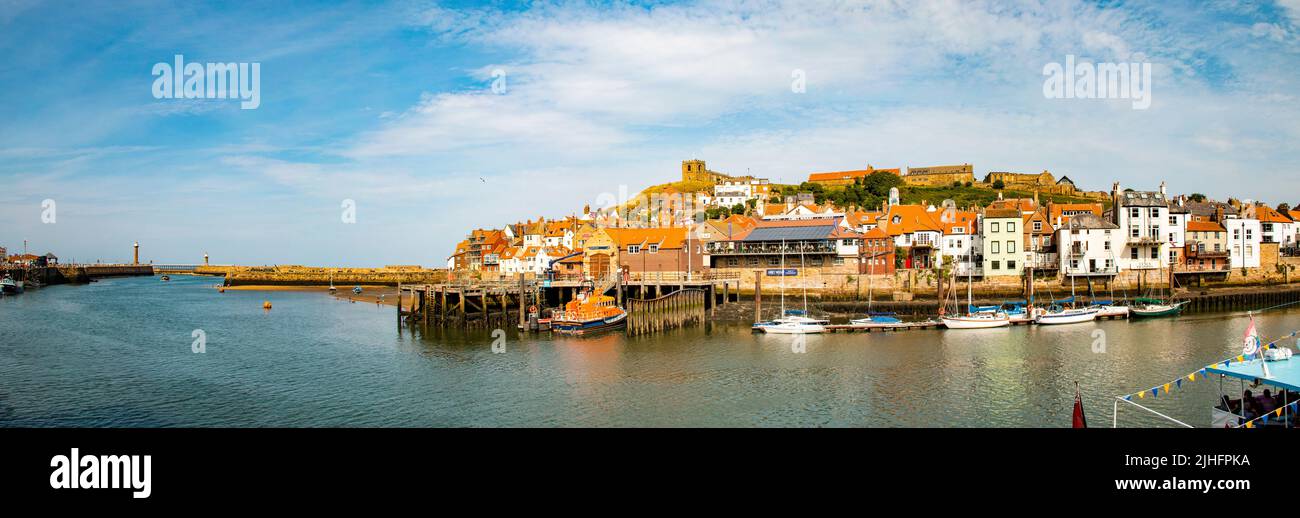 Panoramic View of Whitby Harbour Stock Photo - Alamy