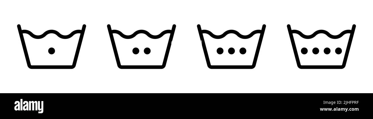 Wash at 30 to 60 degrees. Degrees of water. Set of isolated wash icons ...
