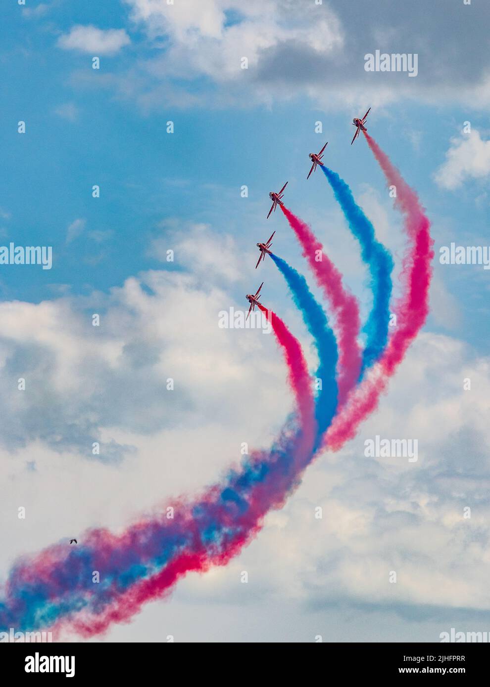 Red Arrows flying above Scarborough for the Armed Forces day display ...